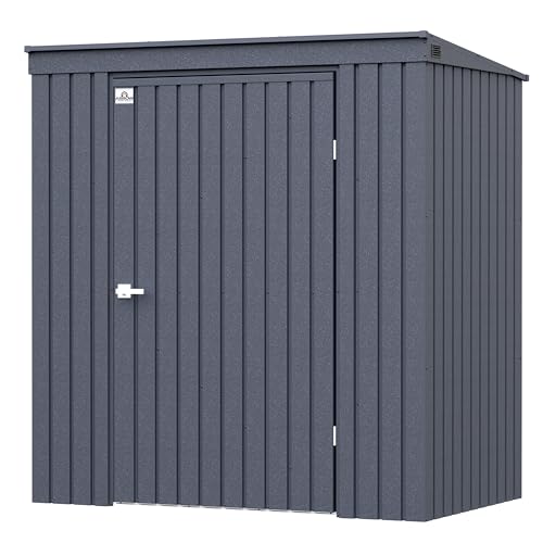 Arrow Shed Elite 6' x 4' Outdoor Lockable Steel Storage Shed Building with Pent Roof, Anthracite