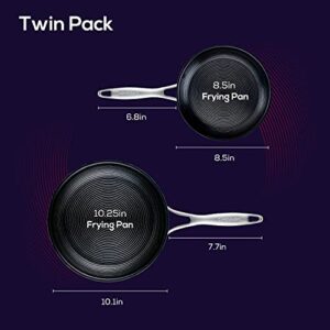 Circulon Clad Stainless Steel Frying Pans/Skillet Set with Hybrid SteelShield and Nonstick Technology, 10 Inch and 8.5 Inch, Silver