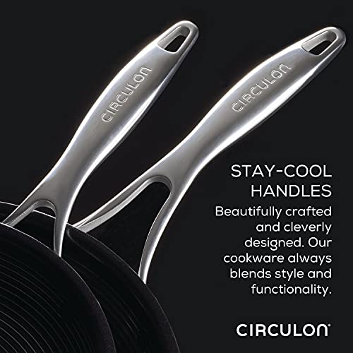 Circulon Clad Stainless Steel Frying Pans/Skillet Set with Hybrid SteelShield and Nonstick Technology, 10 Inch and 8.5 Inch, Silver