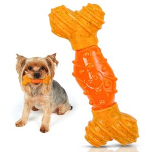 spot bam-bones dental bone - made with bamboo fiber and a massaging rubber center, durable oral care dog chew for light chewers & teething puppies under 25lbs, 6in allergen free peanut butter flavor