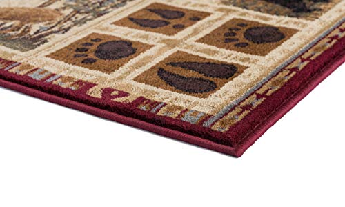 Lakeside Retreat Red Large 9x12 Area Rugs for Living Room - Bedroom or DiningRoom - Cabin, Lodge and Farmhouse Style Rustic Indoor Carpet