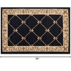 Tayse Orleans Black 2x3 Entry Rug - Indoor Front Door Rug - Small Area Rug - Kitchen Rug - Bath Rug - Contemporary Carpet - Alfombras para Salas, (SNS4883 2x3)