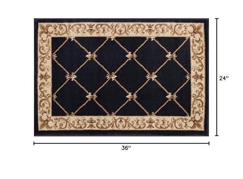 Tayse Orleans Black 2x3 Entry Rug - Indoor Front Door Rug - Small Area Rug - Kitchen Rug - Bath Rug - Contemporary Carpet - Alfombras para Salas, (SNS4883 2x3)