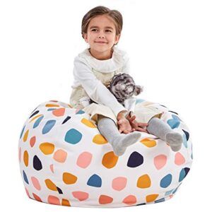 nobildonna stuffed animal storage bean bag chair cover only for kids girls toddler, large beanbag chair without filling for organizing children soft plush toys