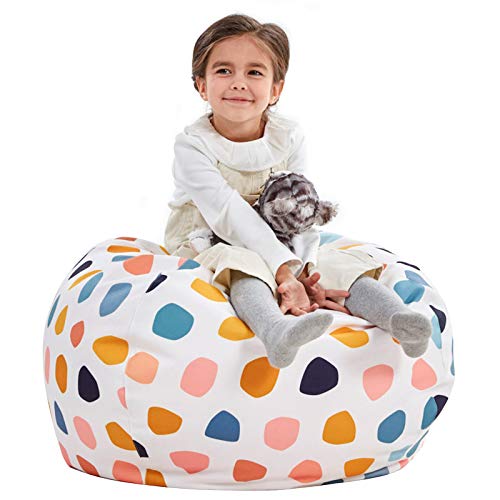 Nobildonna Stuffed Animal Storage Bean Bag Chair Cover Only for Kids Girls Toddler, Large Beanbag Chair Without Filling for Organizing Children Soft Plush Toys