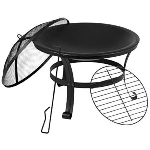 flash furniture chelton 22" round wood burning firepit with mesh spark screen and poker , black