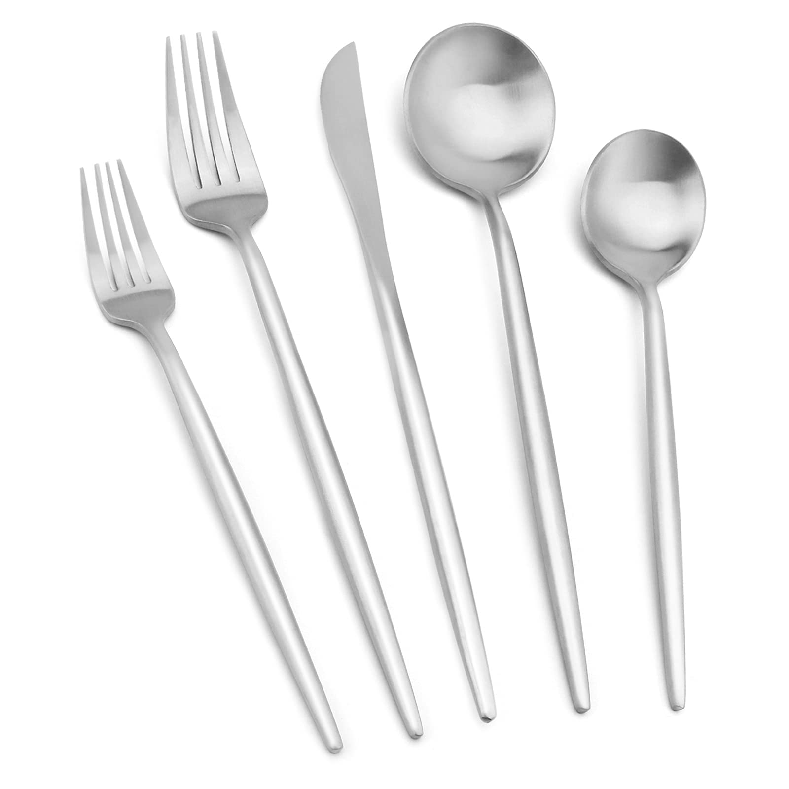 Matte Silverware Set, Vanys 20 Piece Stainless Steel Cutlery Flatware Set, Kitchen Utensil Sets for 4, Tableware With Knife Spoons And Forks Set, Satin Finished Polished