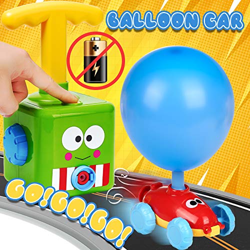 PartyWoo Balloon Launcher Car Toy Set, 72 pcs Balloon Car Toy with Pump, Balloon Toys for Kids, Balloon Launcher Toy, Balloon Powered Car Balloon Launcher Toy (Little Frog)