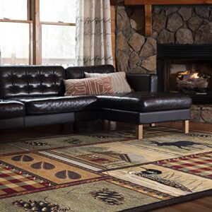 homespun cabin multi-color large area rugs 9x12 for living room & bedroom - cabin, lodge and farmhouse style rustic indoor carpet