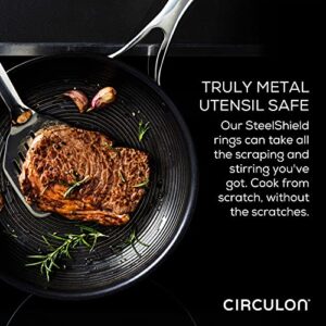 Circulon Clad Stainless Steel Frying Pans/Skillet Set with Hybrid SteelShield and Nonstick Technology, 10 Inch and 8.5 Inch, Silver