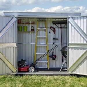 Arrow Shed Elite 6' x 4' Outdoor Lockable Steel Storage Shed Building with Pent Roof, Anthracite