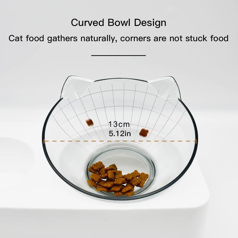 Marchul Tilted Cat Food Bowl with Feeding Mat for Food and Water, Food Feeding Dishes for Raised Cats and Puppies