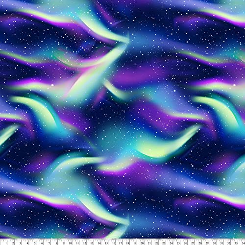 Outer Space *Aurora Borealis* Anti-Pill Premium No-Sew Throw Fleece Fabric Kit (50x60)