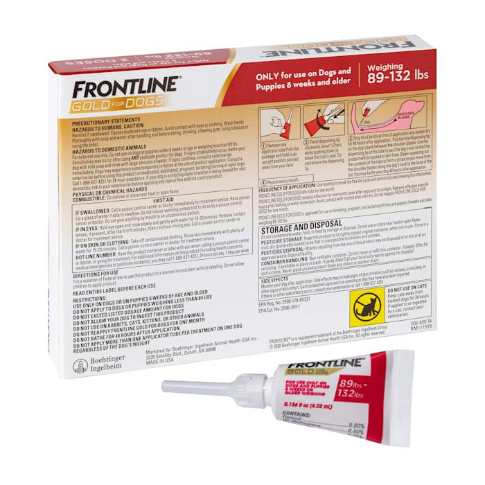 Frontline Gold Flea & Tick Treatment for X-Large Dogs Up to 89 to 132 lbs. Pack of 3