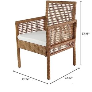 Amazon Brand - Ravenna Home Modern Outdoor Patio Dining Chairs with Cushion, Weather-Resistant PE Rattan Wicke, 23.62"D x 22.24"W x 33.46"H, Beige