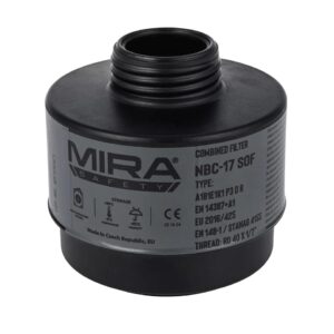 mira safety - nbc-17 sof - single 40mm gas mask filter - multi-gas respirator filters - nato standard size (40mm x 1/7") - canister filter fits crbn masks 10-year shelf-life