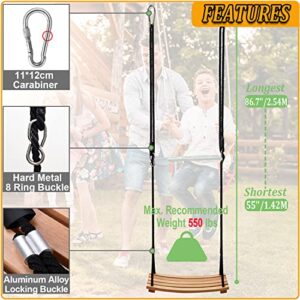 Taeku Adult Tree Swing, Hanging Beech Wood Swings with Adjustable Rope Garden Chair Seat Swing for Indoor Outdoor (22''x10'')