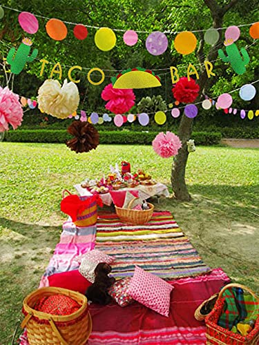 HAKPUOTR Taco Bar Banner with Cactus and Taco, Mexican Theme Birthday/Baby Shower/Bridal Shower/Engagement, Party Decorations, Fiesta Themed Party Taco Bar Décor