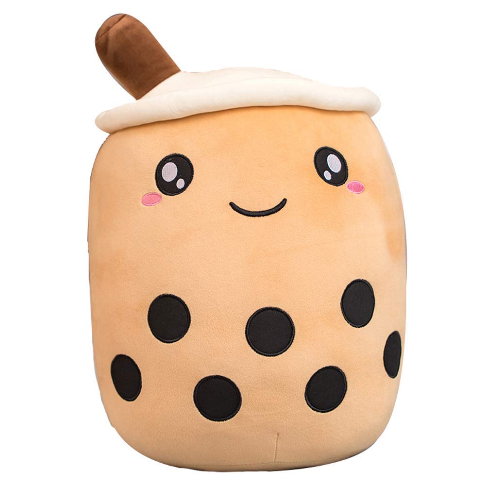 hitoshe Boba Plushie, 27.5 in Boba Plush Pillow Toy Gifts for Kids, Valentine, Christmas (Brown Round Eye)