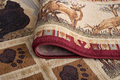 Lakeside Retreat Red Large 9x12 Area Rugs for Living Room - Bedroom or DiningRoom - Cabin, Lodge and Farmhouse Style Rustic Indoor Carpet