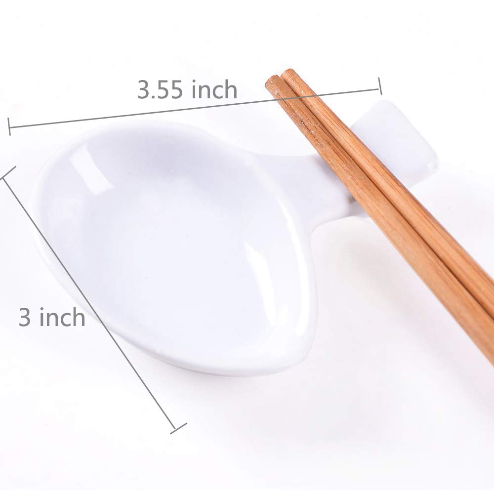 Woonsoon 10Pcs Ceramic Chopsticks Holder，Chinese Porcelain Chopstick Rest Spoon Fork Knife Stand Sauce Dish