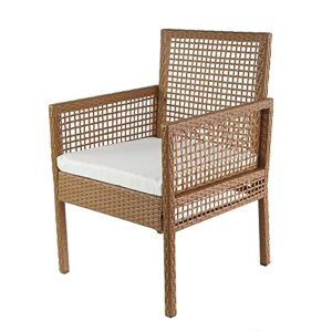 amazon brand - ravenna home modern outdoor patio dining chairs with cushion, weather-resistant pe rattan wicke, 23.62"d x 22.24"w x 33.46"h, beige