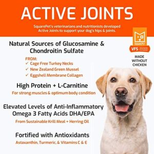 SquarePet VFS Canine Active Joints Formula, Turkey, Green Lip Mussels, Eggshell Collagen, High Protein Diet 22lbs