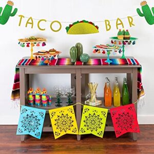 HAKPUOTR Taco Bar Banner with Cactus and Taco, Mexican Theme Birthday/Baby Shower/Bridal Shower/Engagement, Party Decorations, Fiesta Themed Party Taco Bar Décor