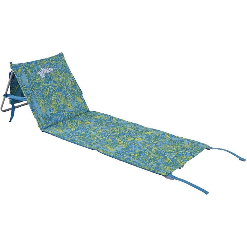 Old Bahama Bay Santorini Portable Beach Lounging Mat with Zipper Pocket, Foldable Beach Mat with Adjustable Backrest, Lightweight Folding Beach Chair, Patio Chaise Lounge, Palm Print