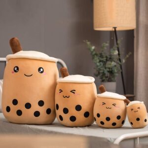 hitoshe Boba Plushie, 27.5 in Boba Plush Pillow Toy Gifts for Kids, Valentine, Christmas (Brown Round Eye)