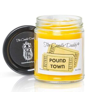 One Ticket to Pound Town - Lemon Pound Cake Scented - Funny 6 oz Jar Candle- 40 Hour Burn Time. Great Gift for Him, Him, Boyfriend, Girlfriend, Wife, Husband, BFF Best Friend Anniversary