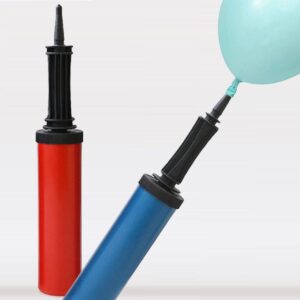 red & blue 2-pack manual balloon pump, two-way handheld air pump for kids’ party balloons supplies accessories, balloon inflator by hand, manual pump for children's balloon