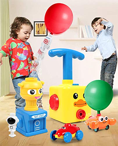 PartyWoo Balloon Launcher Car Toy Set, 72 pcs Balloon Car Toy with Pump, Balloon Toys for Kids, Balloon Launcher Toy, Balloon Powered Car Balloon Launcher Toy (Little Frog)