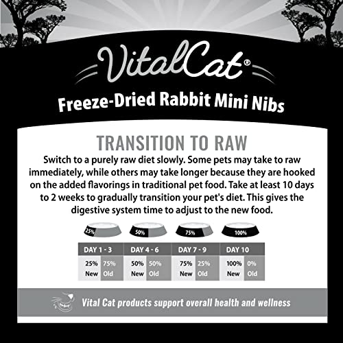 Vital Essentials Freeze Dried Cat Food, Rabbit Mini Nibs 12 oz