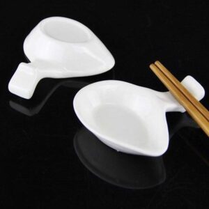 Woonsoon 10Pcs Ceramic Chopsticks Holder，Chinese Porcelain Chopstick Rest Spoon Fork Knife Stand Sauce Dish