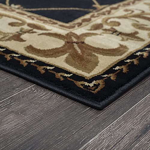 Tayse Orleans Black 2x3 Entry Rug - Indoor Front Door Rug - Small Area Rug - Kitchen Rug - Bath Rug - Contemporary Carpet - Alfombras para Salas, (SNS4883 2x3)