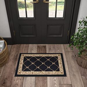 tayse orleans black 2x3 entry rug - indoor front door rug - small area rug - kitchen rug - bath rug - contemporary carpet - alfombras para salas, (sns4883 2x3)