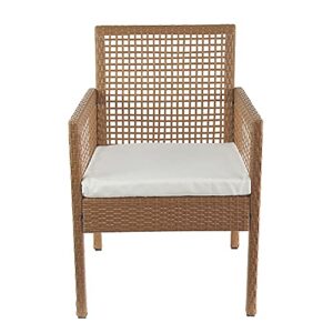 Amazon Brand - Ravenna Home Modern Outdoor Patio Dining Chairs with Cushion, Weather-Resistant PE Rattan Wicke, 23.62"D x 22.24"W x 33.46"H, Beige