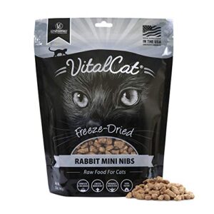 vital essentials freeze dried cat food, rabbit mini nibs 12 oz