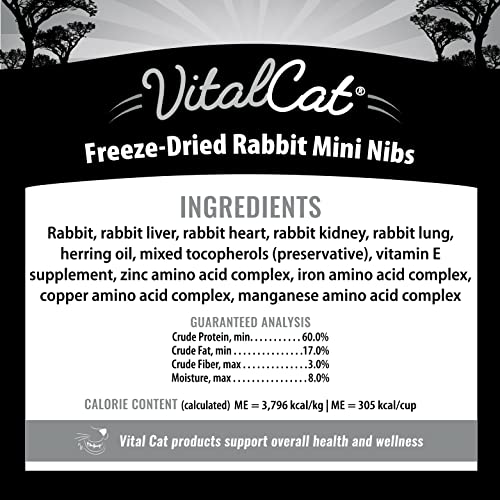 Vital Essentials Freeze Dried Cat Food, Rabbit Mini Nibs 12 oz