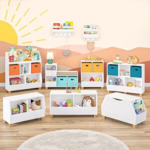 RiverRidge Kids Catch-All Toy Organizer with 2 Compartments - 27” Cubby Storage Organizer Book Nook Child-Friendly Design for Playroom