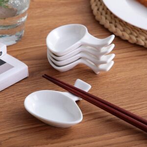 Woonsoon 10Pcs Ceramic Chopsticks Holder，Chinese Porcelain Chopstick Rest Spoon Fork Knife Stand Sauce Dish