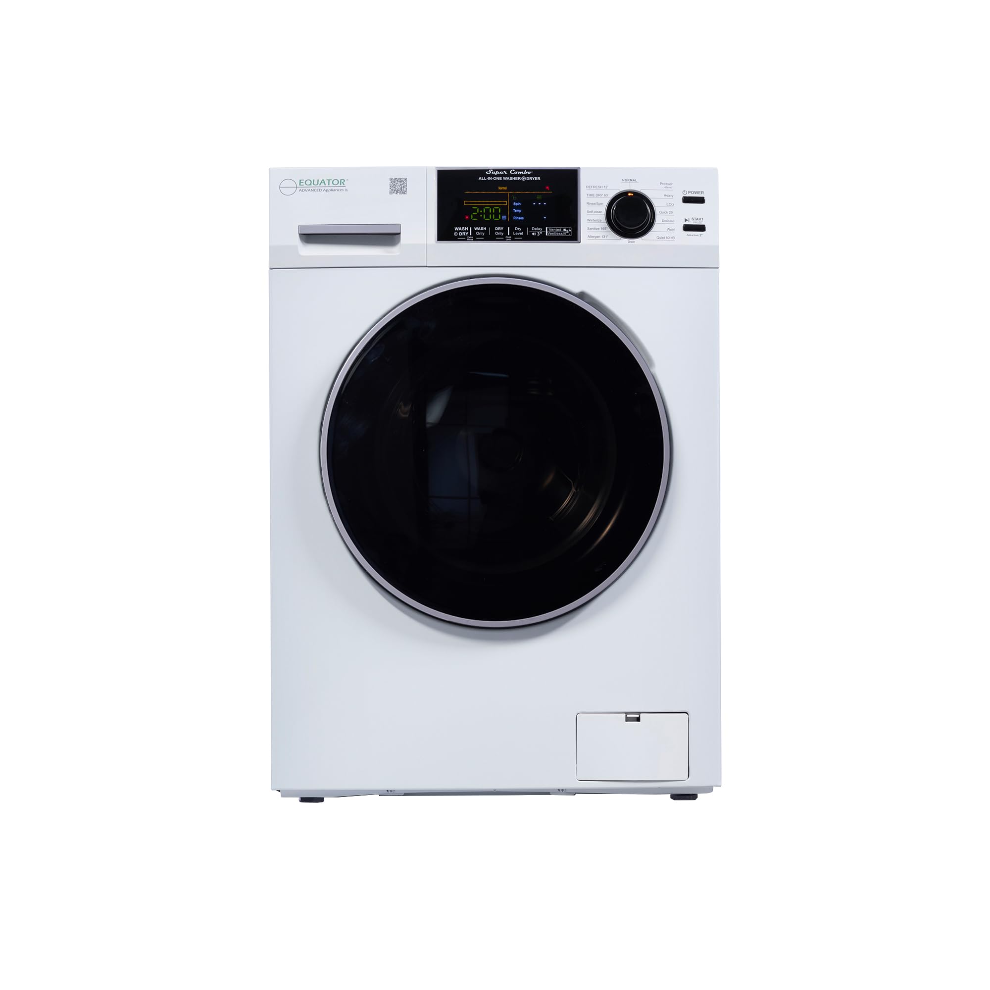 Equator Ver 3 Combo Washer Vented/Ventless Dry-1400RPM Color Coded Display White