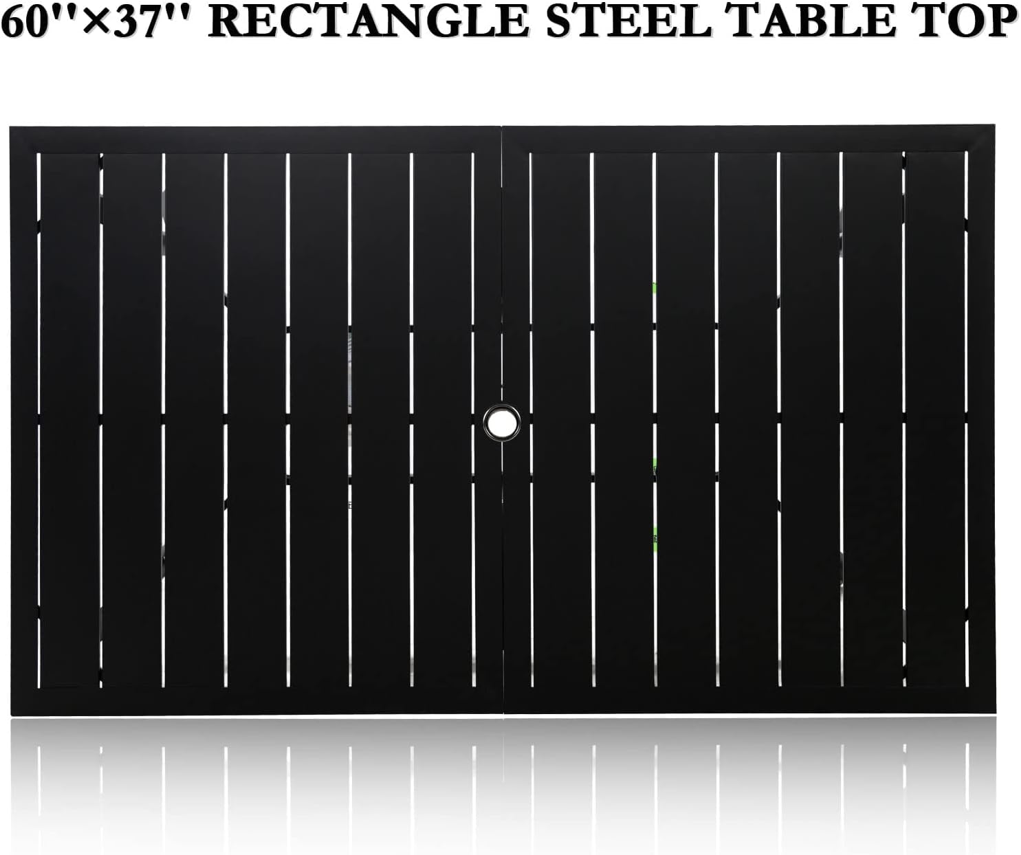 Oakcloud 60"x37" Patio Dining Table, Outdoor Metal Rectangular Table Patio Furniture Classic Black Table with 1.57" Umbrella Hole, for Garden Backyard Poolside Deck