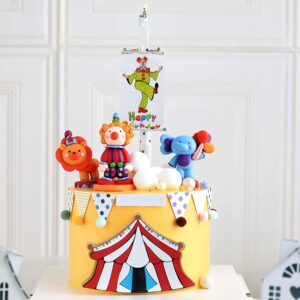 pop up surprise banner candle, circus carnival clown cake cupcake candle, clown banner birthday candle for party supplies - 1 pcs