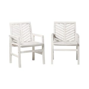 walker edison azwc2vinww avalon chevron solid acacia wood outdoor chair, white wash