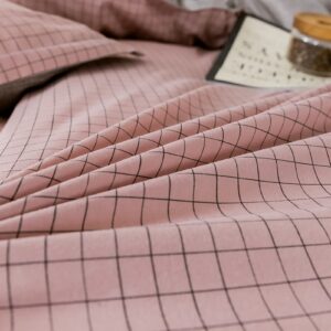 JORMEY Duvet Cover Full Size-Super Soft Duvet Cover,Soft Beige Grid Bedspread Cover Set,3 Pieces Full Size Bedding Set with Zipper Closure and 2 Pillow Shams