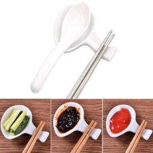 woonsoon 10pcs ceramic chopsticks holder，chinese porcelain chopstick rest spoon fork knife stand sauce dish