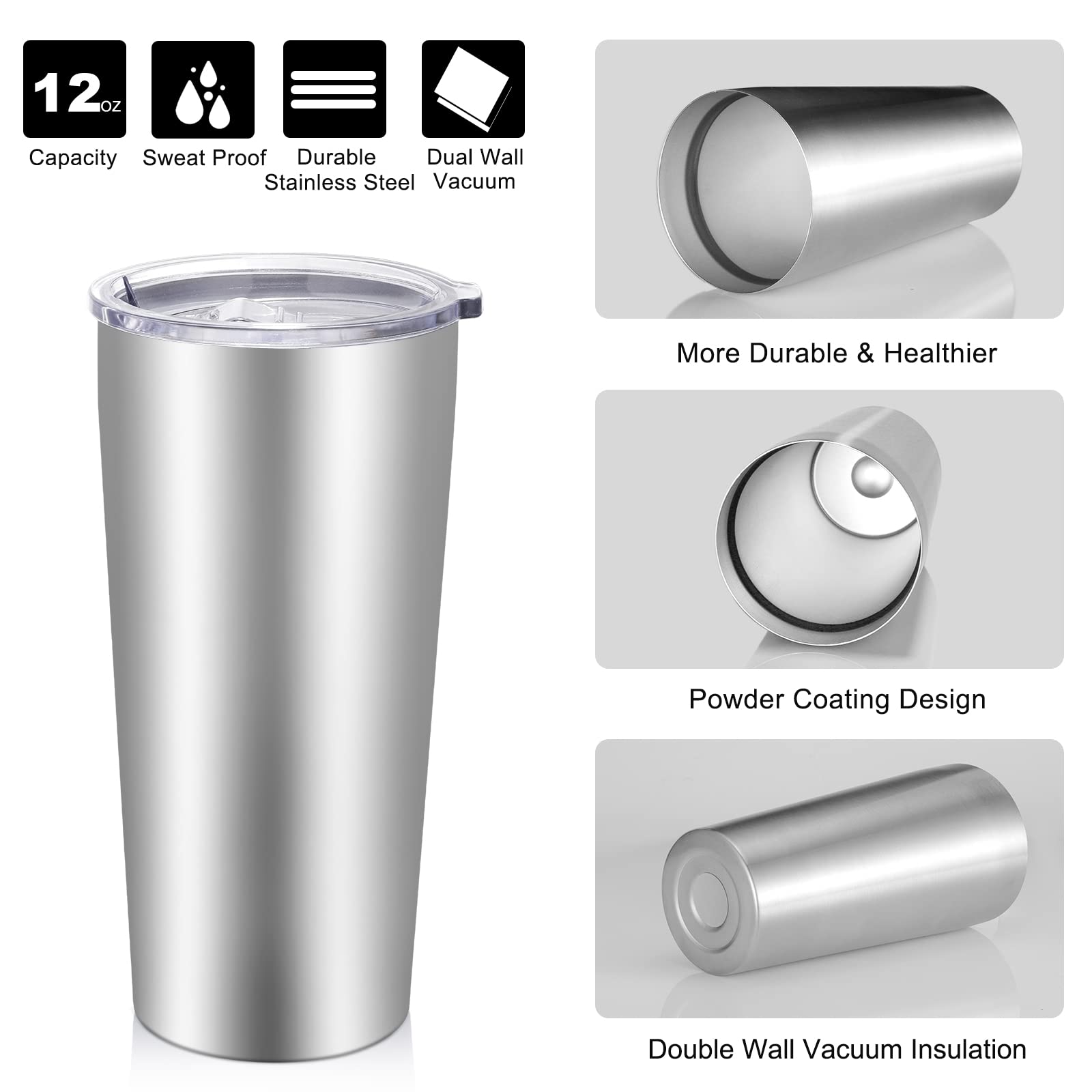 VEGOND 20oz Tumbler Bulk with Lid and Straw 1 Pack, Stainless Steel Vacuum Insulated Tumbler, Double Wall Coffee Cup Travel Mug, Stainless Steel