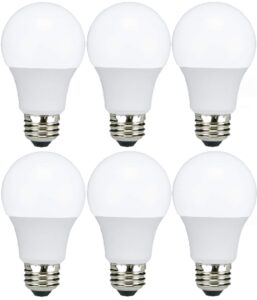 tcp led 40 watt equivalent, 6 pack, a19 non-dimmable light bulbs, daylight (5000k)